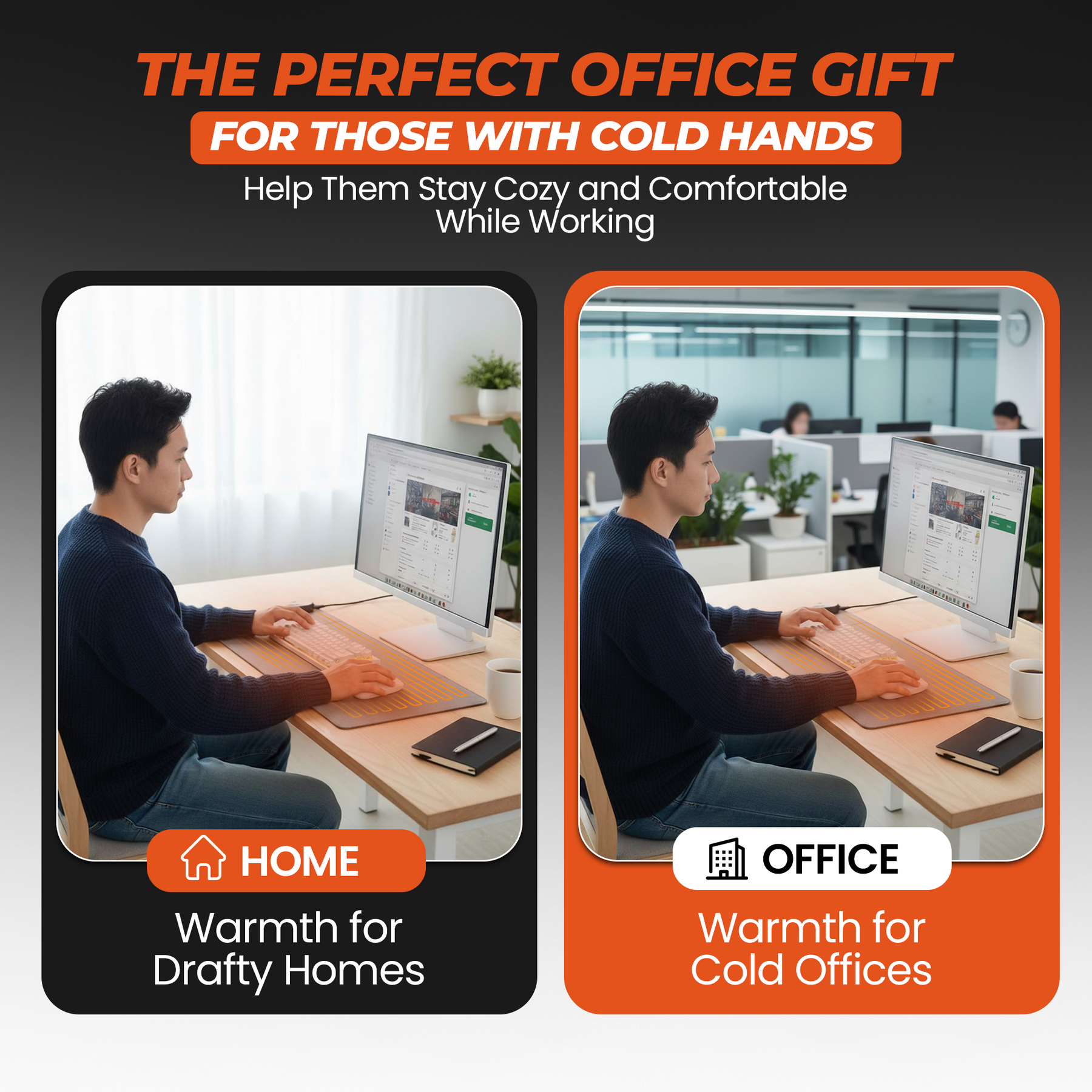 The Heatka Dual Zone Hand Warmer - Heated Desk Mat